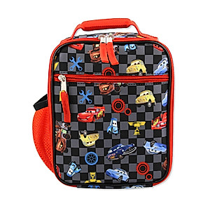 Disney Cars Meal Holder, Lightning McQueen Boys Soft Insulated School Lunch Box (One Size, Black/Red)