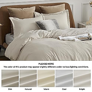 Bedsure Light Khaki Duvet Cover Queen Size - Soft Brushed Microfiber Duvet Cover for Kids with Zipper Closure, 3 Pieces, Include 1 Duvet Cover (90"x90") & 2 Pillow Shams, NO Comforter