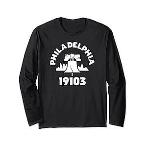 Philly Neighborhood 19103 Zip Code Philadelphia Liberty Bell Long Sleeve T-Shirt