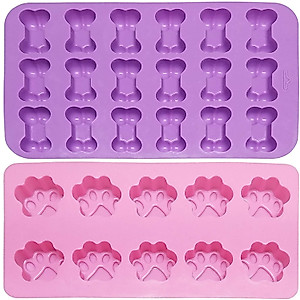 Silicone Molds Puppy Dog Paw and Bone Mold for Dog Treats, Homemade Non-Stick Food Grade, Chocolate, Candy, Jelly, Ice Cube Mold, Cupcake Baking Mould, Muffin pan Cookie Cutters Set
