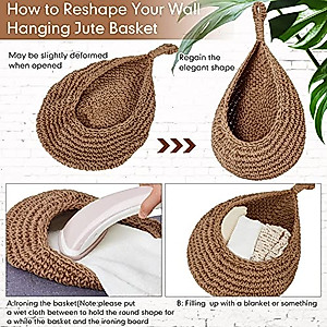 Teardrop Hanging Baskets , Onion Basket Coat Bohemian Storage Fruit Wall Hooks for Kitchen Wall Home Restaurant Garlic Vegetable Wall Planters, 3 Sizes (Linen)