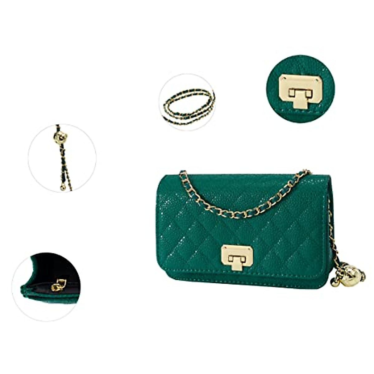 Hysnan Quilted Crossbody Bags for Women Small Leather Clutch Purses Crossbody Handbags Shoulder Bag with Chain Strap