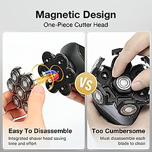 7 Blade Floating Replacement Shaving Head, Washable Shaver Blade Heads Replacement for Head Shaver, Wet & Dry Compatible for Rotary Shavers