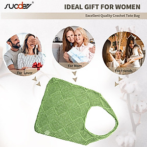 SUOSDEY Crochet Mesh Beach Tote Bag, Cute Summer Aesthetic Knit Bag for Women,green