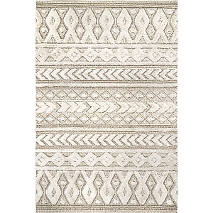nuLOOM Rebecca High Low Textured Shaggy Area Rug, 8x10, Beige