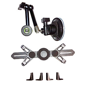 MYGOFLIGHT Flex Suction Cup Articulated Arm Sport Mount and Universal Cradle Kit for Any 7”-11” iPad Mini Air Pro Android Tablet PC for Airplane Car RV Truck Boat Window Mounting