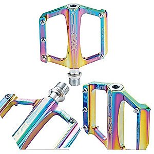 KRSEC Bike Pedals Mountain Bike Pedal, Bicycle Platform Pedals, Universal 9/16" Aluminum Alloy Sealed Bearing, Lightweight Non-Slip Rockbros Pedal, Fit Most Adult Road Bike/BMX/MTB Parts Set, Colorful