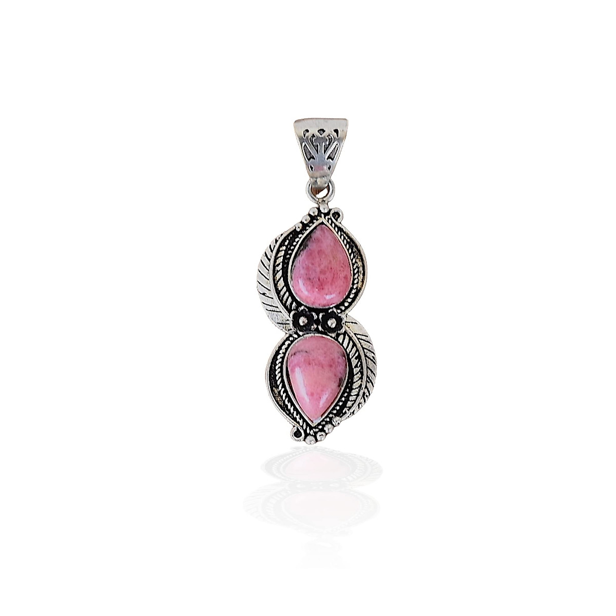 Rekha Gems Rhodonite Pendant, Pink Gemstone Pendant, Gift For Her, Vintage Jewelry,925 Sterling Silver Pendant, Boho and Hippie Pendant, Vintage Pendant, Daily Wear Pendant, Valentine Gift-NO-NRO-21