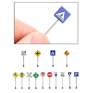 Milageto Pack of 14 1/87 HO Scale Signs Road Scene Decoration Accessory
