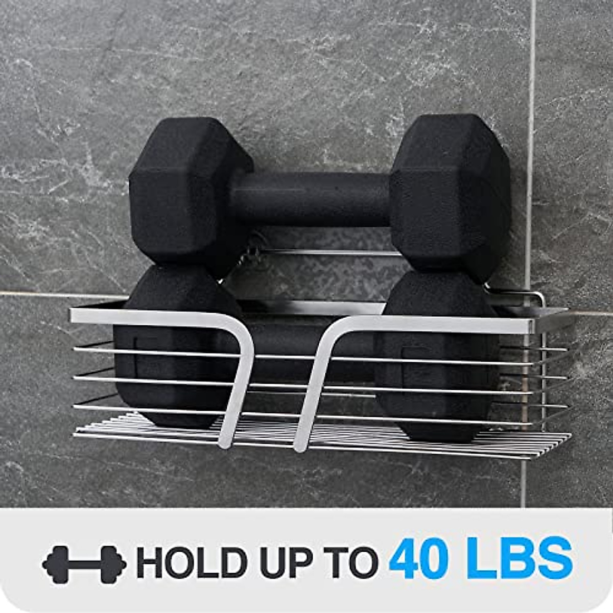 AJAIUJ Shower Caddy with Adhesive Bathroom Hollow Shelf SUS304 Stainless Steel No Drilling Wall Mounted Waterproof and Rustproof 2 Packs Silver…