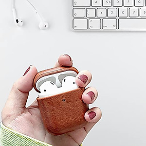 Victory Furrier AirPods Case Cover for AirPod Premium Leather with Keychain Shockproof Protecting & Supports Wireless Charging, (Dark Brown)