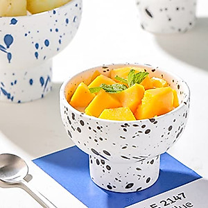 PAREKS 1pc Snack Tasters Dessert Cereal Trifle Bowls White Parfaits Yogurt Party Mixing Cups Multipurpose Milk Dishes Kitchen Soda Glass Drinking Juice Ceramic Footed Sauce