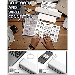 HPRT Thermal Printer MT800Q Portable Mini Printer, Wireless Printer for iPhone and Computer, The Best Small Printer Support 216mm Width A4 Paper, Home Use, Office, Travel and Mobile Printer