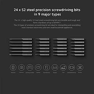 Mini Electric Precision Screwdriver,Powerful Magnetic Motor, High Strength S2 Steel Screwdriving Bits,Long Time Working Rechargeable Lithium Battery, LED Lights,Perfect for Phones PC Laptops,Grey