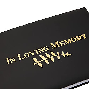 Black Funeral Guest Book for Memorial Service with 130 Pages, Gold Foil In Loving Memory Cover (8 x 6 In)