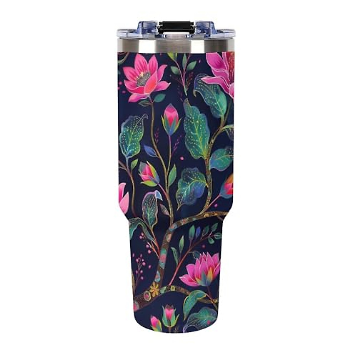 William Morris Insulated Tumbler with Lid And Straw Stainless Steel Travel Coffee Mug 40oz Violet-style