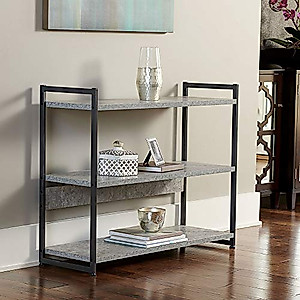 Household Essentials 3 Tier Storage Shelf with Minimalist Metal Frame | 40.5" W x 32.5" H x 13.75" D | Slate Faux Concrete, Grey