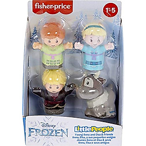 Fisher-Price Little People – Disney Frozen Young Anna and Elsa & Friends, Set of 4 Character Figures for Toddlers and Preschool Kids, Green, Brown, Blue