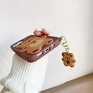 DOGODON Creative 3D Case for iPhone 13 Mini Soft Silicone Cute Animal Cartoon Kawaii Girls Women Teenager Shockproof Protective Cover 2021 5.4 Inch (Bear with Pendant)