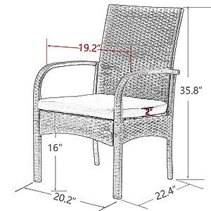 SAILARY Wicker Patio Dining Chairs with Padded Cushions, Outdoor Rattan Chairs with Armrest Support 350 lb Set of 6