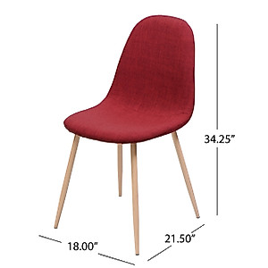 GDFStudio Great Deal Furniture Patio Dining Chairs with Polyester seat Material, Red