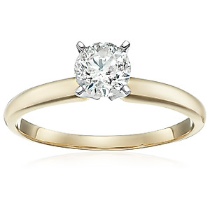 14k Yellow Gold Round Solitaire Diamond Engagement Ring (1/2 cttw, H-I Color, I2-I3 Clarity), Size 8