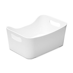 YBM HOME Storage Bins - Open Plastic Organizers and Storage Basket for Kitchen Pantry Organization, Under Sink Bathroom Storage, Toy Baskets, Food Storage Box Containers (Small - White)