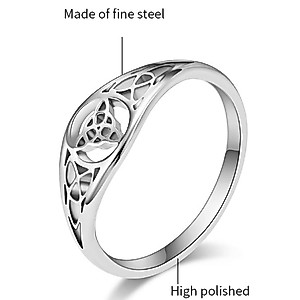 Jude Jewelers Stainless Steel Classic Plain Celtic Knot Pattern Wedding Statement Promise Anniversary Ring (Silver, 8)