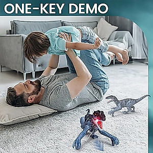 Tecnock Remote Control Dinosaurs, Mini Dinosaur Toys for Kids 3-5 5-7, 2.4GHz Walking RC Robot Dinosaur with Lights, Gifts for Boys Girls Age 4 5 6 7 8-12
