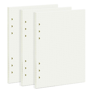 K-Musculo A5 6-Holes Planner Refill Paper, 135 Creamy 100gsm Dotted Sheets for Filofax, Notebooks, Journals