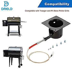 DRELD Porcelain-Enameled Heavy Duty Fire Burn Pot and Hot Rod Ignitor Kit, Replacement for Traeger and Pit Boss Wood Pellet Grill with Screws and Fuse