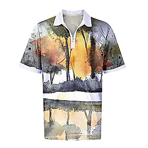 Mens T Shirts Short Sleeve, Men's Polo Shirts Men Shirts Casual Mens Polo Shirts Short Sleeve, Mens Golf Polo Mens Polo Shirts Mens Slim Fit Polo Shirts, Shirts for Men(1-Yellow,XX-Large)