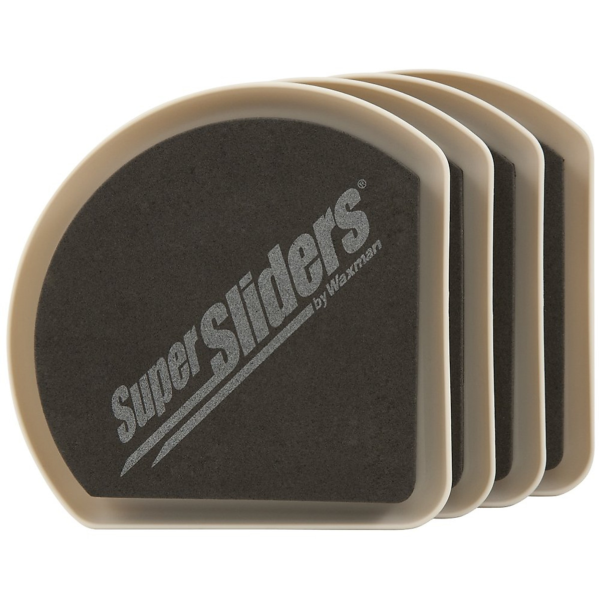 SuperSliders 4734195N Reusable Slide and Hide Furniture Movers for Carpet- Square Edge for Walls & Corners- Stays Hidden Under Furniture, 5" Linen (4 Pack)