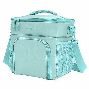 Bentgo Prep Deluxe Insulated Multimeal Bag - Lunch Box Bag, Holds 5 Meals, Premium Insulation up to 8 Hrs, Durable, Water-Resistant - Large Capacity For Adult Meal Prep (Coastal Aqua)