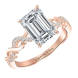 Personalized Engagement Ring Customized Sterling Silver 5A Cubic Zirconia Wedding Ring Free Engraved Twist Infinity Ring Anniversary Engagement Wedding Gifts For Women (Rose Gold Promise Ring)