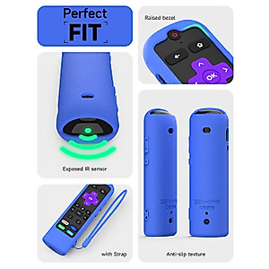 Silicone Remote Case for Roku Voice Remote Pro,Select Series 4K/lus Series 4K TVs 2024,RCS01R Shockproof Protective Cover for Ultra(2019-2011) with Lanyard for Streaming Stick 4K+ Remote(Blue)