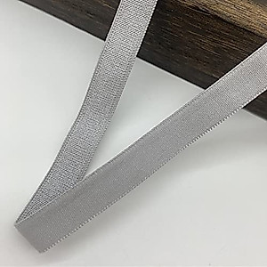 0.4/0.6/0.8/1 Inch Gray Lace Trim Cotton Elastic Ribbon Eyelet Trim Fold Over Spandex Fabric Bulk Lace Ribbon Band Vintage Lace Trim for Sewing Waist Band Garment Accessory