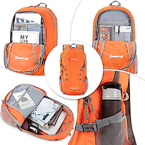 ZOMAKE Packable Hiking Backpack Water Resistant,40L Lightweight Daypack Foldable Backpack for Travel (Orange)