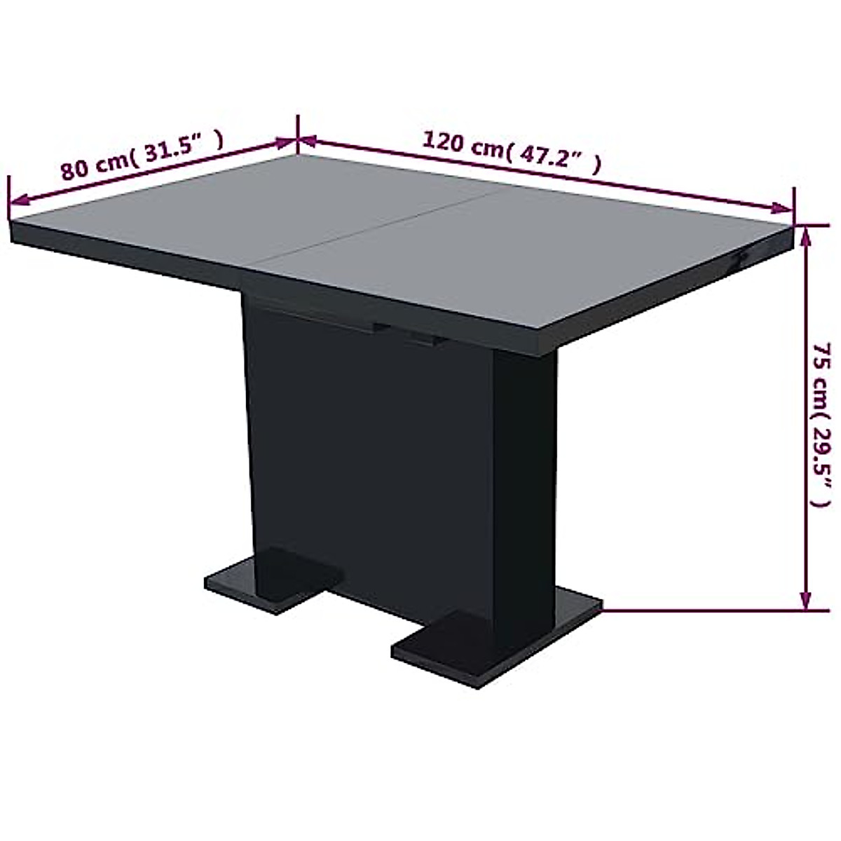 WHOPBXGAD Extendable Dining Table,Restaurant Counter, Kitchen Table, Easy to Assemble Suitable for Small Spaces, Flats, Bars, Restaurants,High Gloss Black