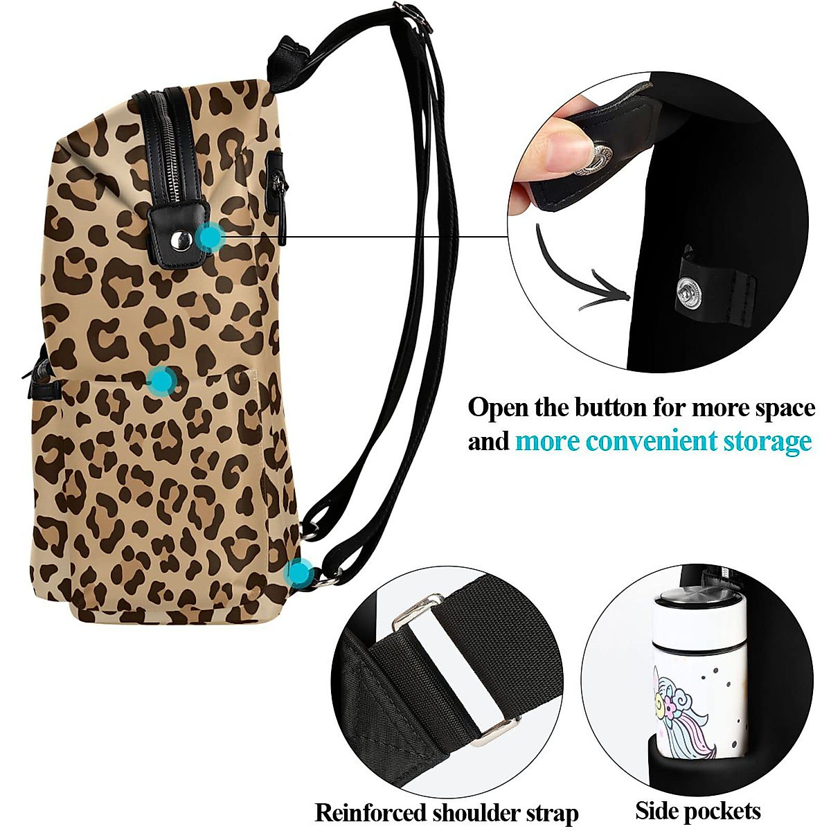 ALAZA Leopard Print Casual Backpack Lightweight Travel Daypack Student School Bag