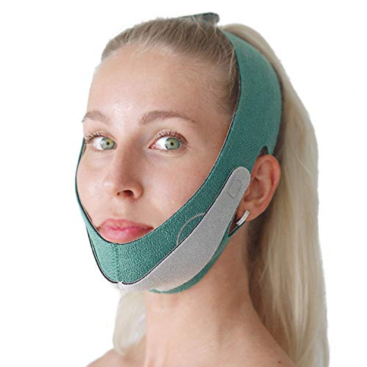 ReadyGoo® Emerald Face Slimming Strap with Graphene for Women and Men | Reusable Double Chin Reducer | Face Lift Solution | Jawline Shaper | Skin Toning Belt | V Line | V Shaped Slimmer