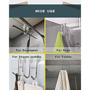 NACETURE Over Shower Door Hooks (3 Pack) Towel Hooks Towel Hanger for Bathroom No Drill Frameless Glass –Stainless Steel Bar Holder, Shower Squeegee Rack, Glass Robe Hook for Organize (Clear 3 Pack)