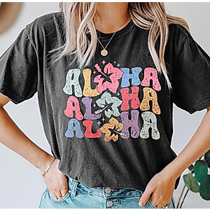 Hawaiian Shirt Women Hawaii Family Vacation Shirt Hawaii Trip Tee Girls Summer Hawaii Vacation T-Shirt(Grey,M)