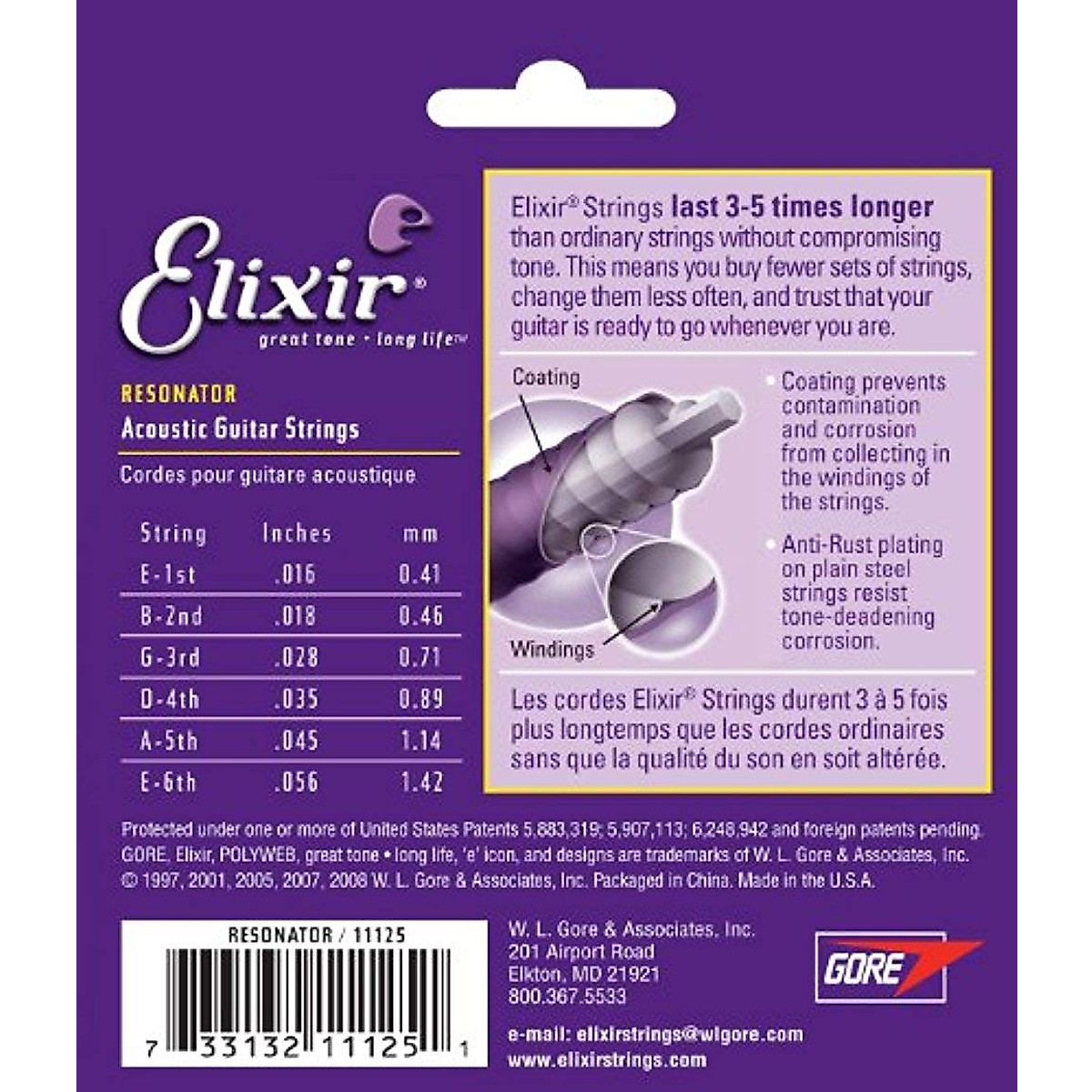 Elixir Strings 80/20 Bronze Resonator Acoustic Guitar Strings w POLYWEB Coating (.016-.056)