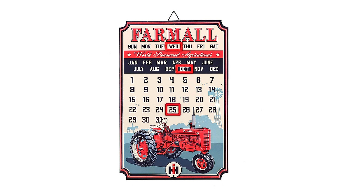 Vintage Farmall Calendar Sign - Perfect for Man Caves