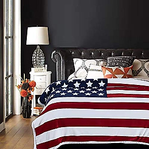 Chanasya Patriotic US Flag Print Sherpa Throw Blanket - Lightweight Microfiber for Couch and Bed - Great Gift for Veteran, Friend, Men, Women, Proud American House (50x65 Inches)