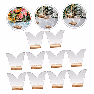 FUNOMOCYA 10 Sets Butterfly seat card DIY arch acrylic sign acrylic place cards holder wedding desk sign acrylic table numbers Clear Butterfly Acrylic sign digital sign Clip banquet blank