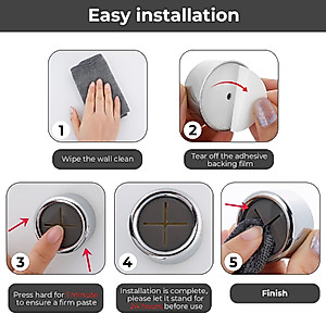 Prasacco 4 Pcs Tea Towel Holders Round Self-Adhesive Towel Hooks Push in Suction Hand Towel Holder for Kitchen Bathroom Home