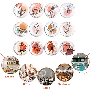 12 Pieces Fridge Magnets Line Drawing Refrigerator Magnets Glass Strong Magnetic Crystal Fridge Magnets Kitchen Office Whiteboard Decorative Magnets