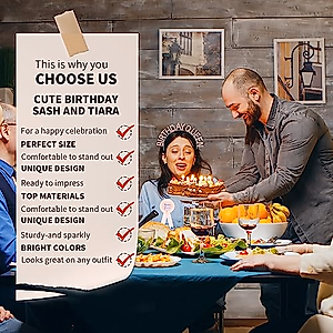 Rose-Gold Birthday Celebration Set with Queen Sash, Hair Bands, Rhinestone Headband, and Corsage for Women